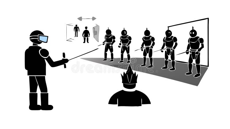 VR Training Simulation Silhouette. Virtual Reality Military Practice ...