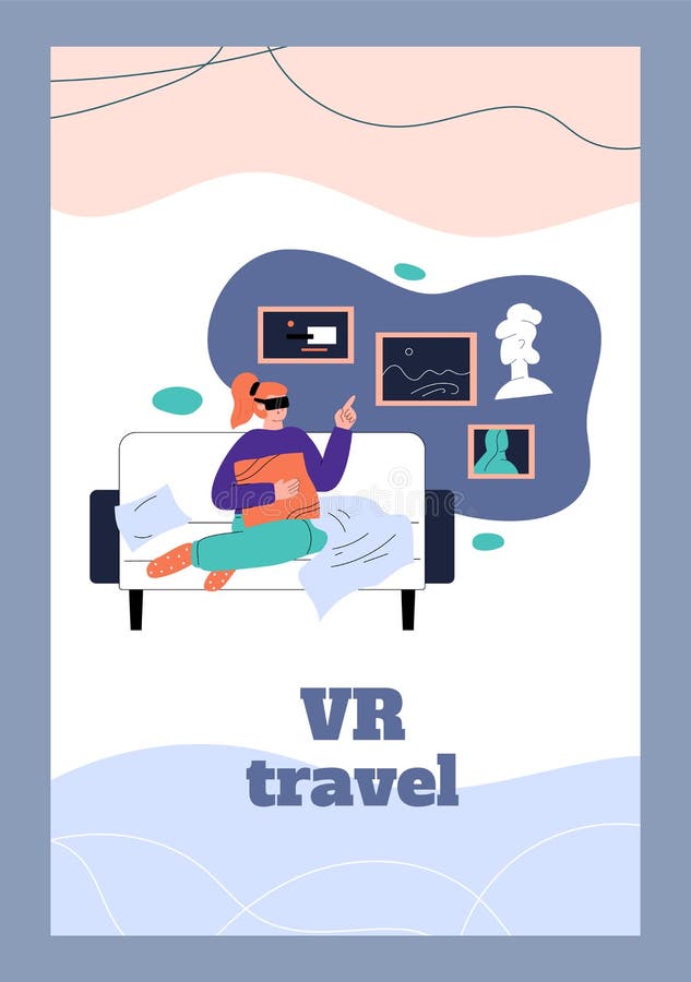 VR Travel Simulation App Banner or Poster Template, Flat Vector ...
