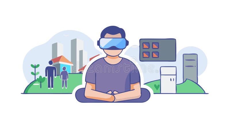 VR User with Computer Setup. Virtual Reality Workstation Vector. Vector ...