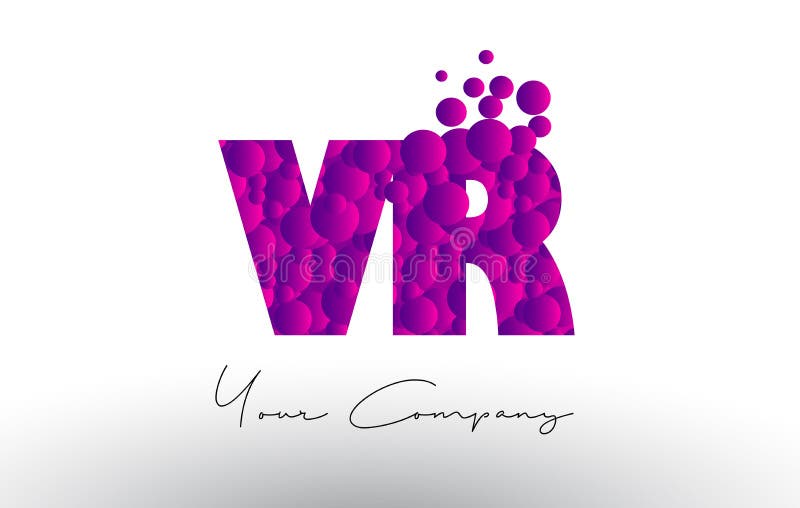 VR V R Dots Letter Logo with Purple Bubbles Texture. Stock Vector ...