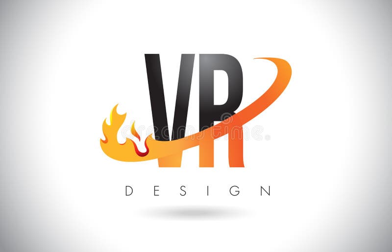 VR V R Letter Logo with Fire Flames Design and Orange Swoosh. Stock ...