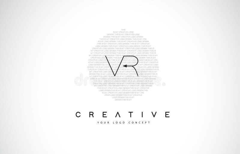 VR V R Logo Design with Black and White Creative Text Letter Vector ...