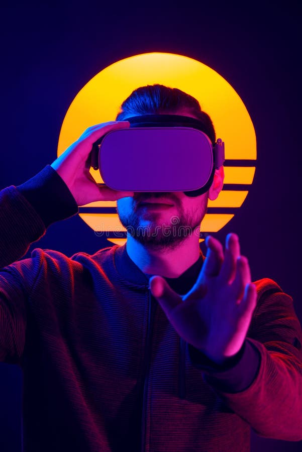 VR Videogame Experience in 80s Synthwave and Retrowave Futuristic ...