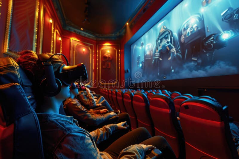 Vr View Cinema Scene from All Sides on the Walls. Immersion in Virtual ...
