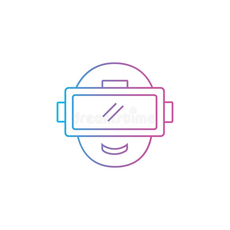 Vr Virtual or Augmented Reality Outline Line Style Icon with Eyewear ...