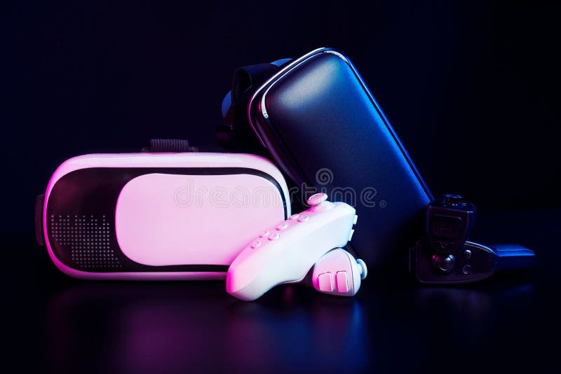 VR. Virtual Reality Equipment on the Table. Creative Photo. Stock Photo ...