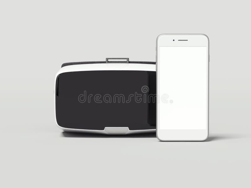 VR Virtual Reality Headset with Modern Smartphone. Side View. 3d ...