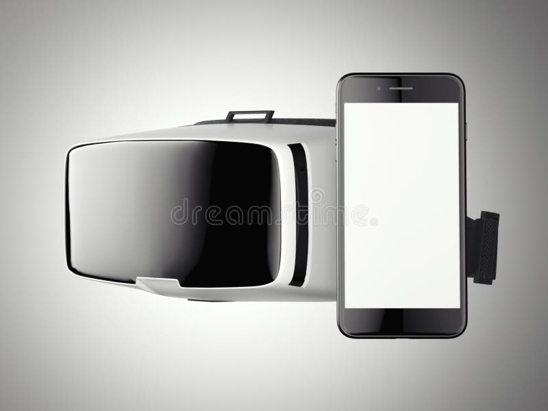 VR Virtual Reality Headset with Smartphone. Side View. 3d Rendering ...