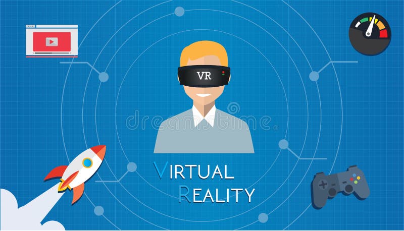 VR Virtual Reality Playing Game Stock Vector - Illustration of future ...