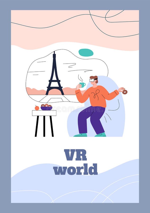 VR World and Augmented Reality Space Banner Template Flat Vector ...