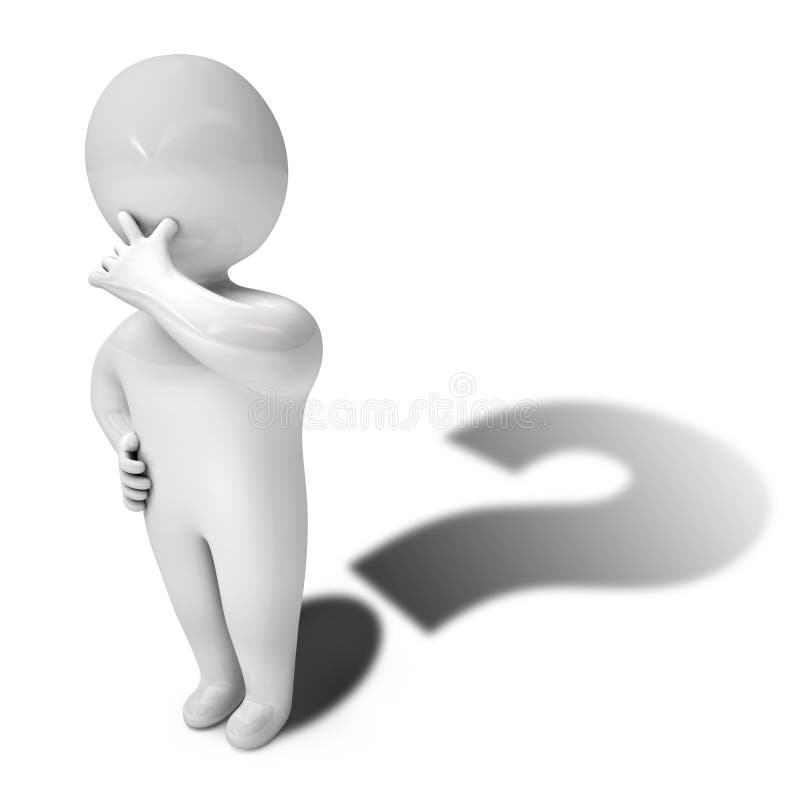 3d Mens Met Drie Vraagtekens Boven Zijn Hoofd Stock Illustratie ...