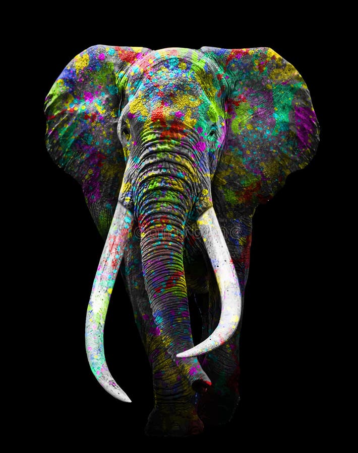 Elephant Art Full Colors , Animal Wildlife Stock Photo - Image of ...