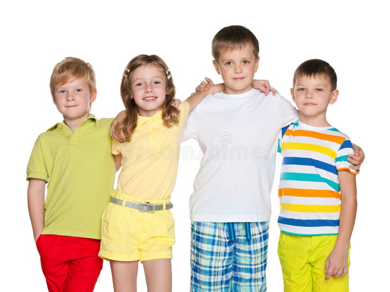 Groep Van Vier Blije Kinderen Stock Foto - Image of manier, vier: 37530626