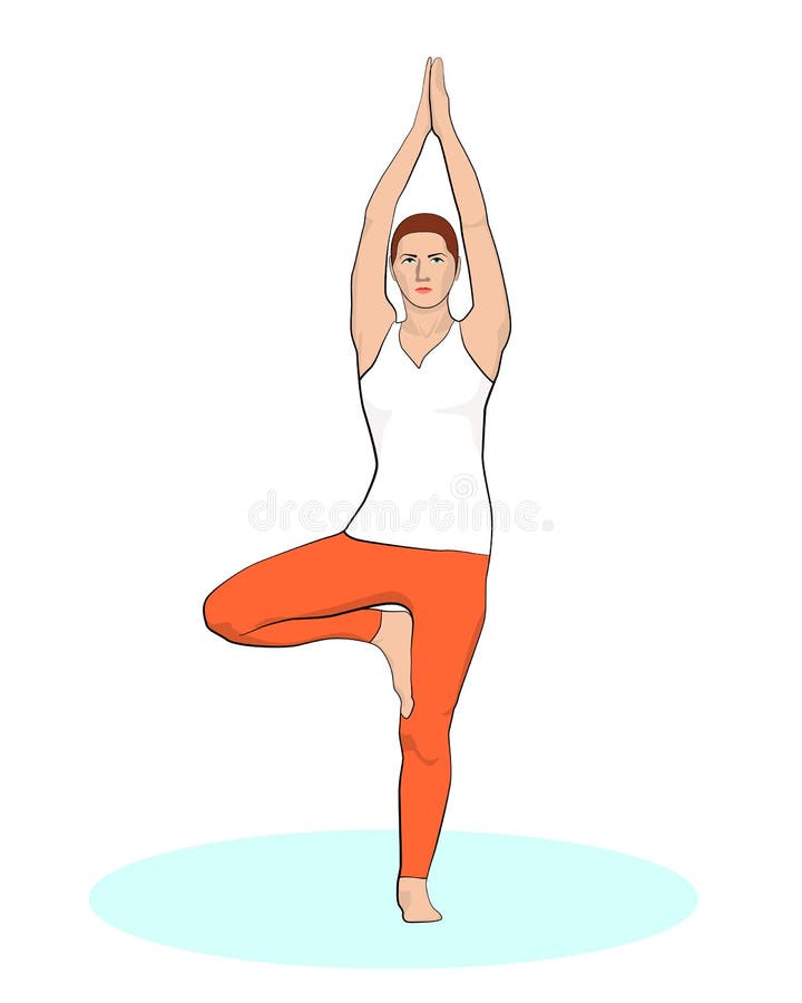 Yoga Pose. Vrikshasana. Tree Pose - Exercise Step by Step Stock Vector ...