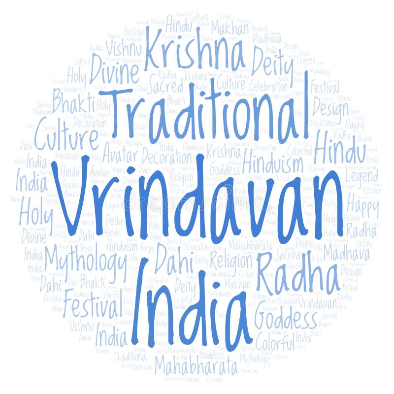 Vrindavan in Circle Shape Word Cloud. Stock Illustration - Illustration ...