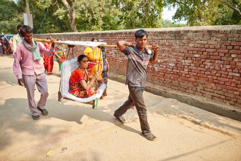 Vrindavan, 22 October 2016: Two People Carry Another Person, at ...