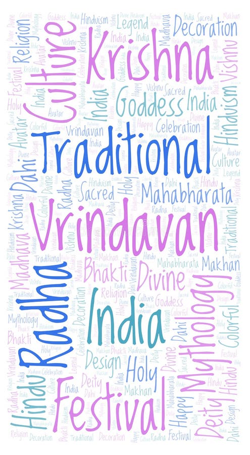 Vrindavan word cloud. stock illustration. Illustration of fonts - 124932034