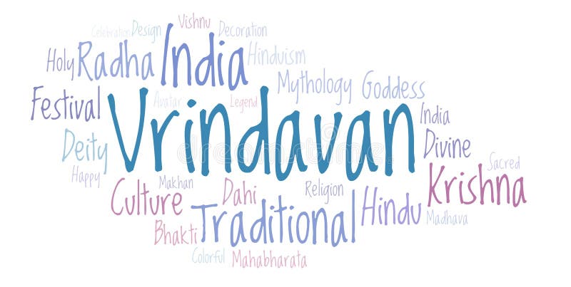 Vrindavan word cloud. stock illustration. Illustration of text - 123759830