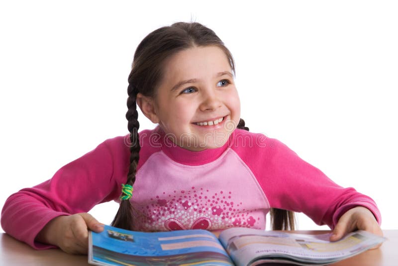 Vrolijk kind met boek stock foto. Image of pret, boek - 4339072