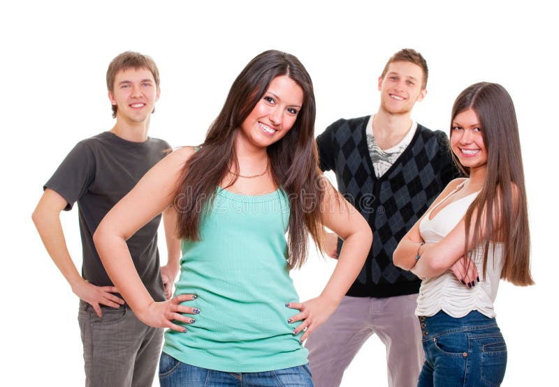 Vrolijke Groep Jonge Mensen Stock Afbeelding - Image of meisje ...
