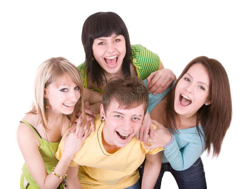 Vrolijke Groep Jonge Mensen. Stock Foto - Image of emotie, mannetje ...