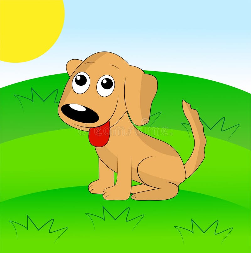 Vrolijke Hond Op Een Groen Gazon Vector Illustratie - Illustration of ...