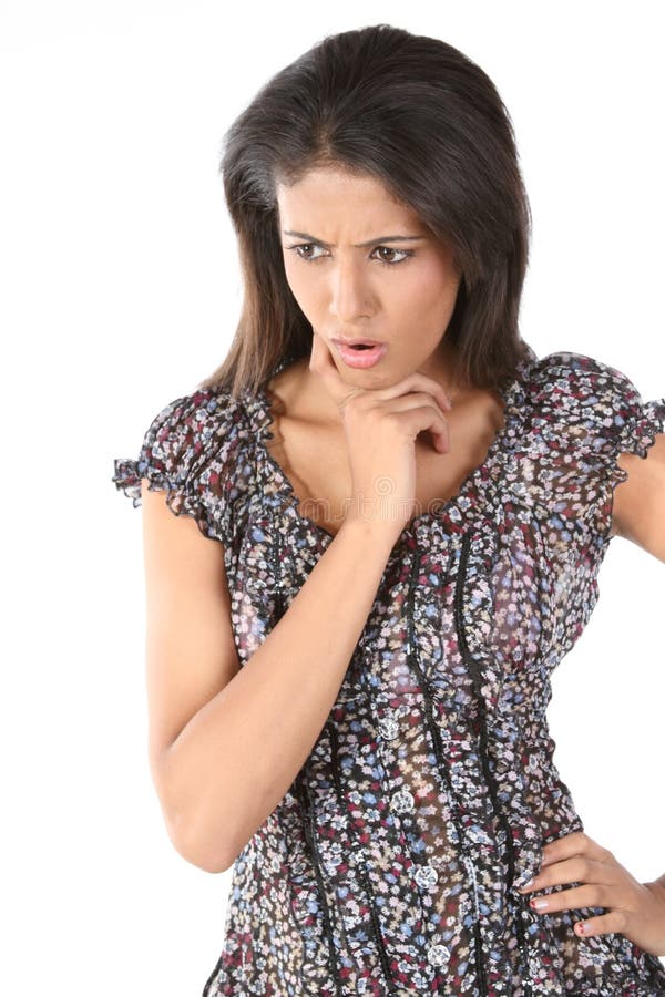 Vrouw Die Zich Met Aardige Handenuitdrukking Bevindt Stock Foto Image