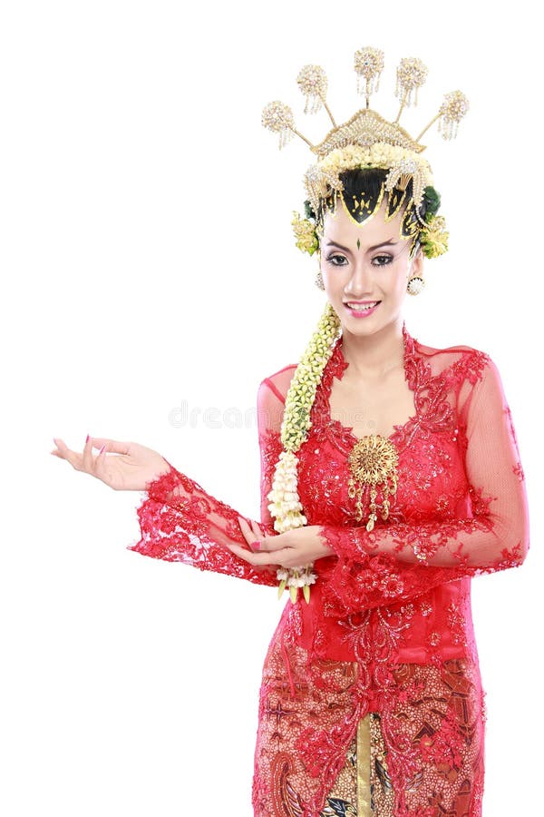 Vrouw Dragen Traditioneel Van Java Die Leeg Gebied Voorstellen Stock ...