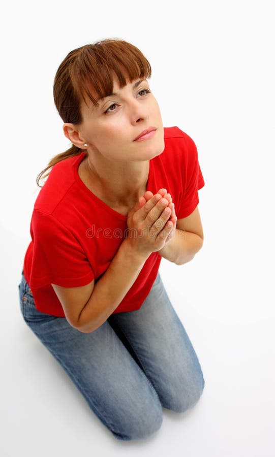 Vrouw het bidden stock foto. Image of bidden, één, blauw - 15520736