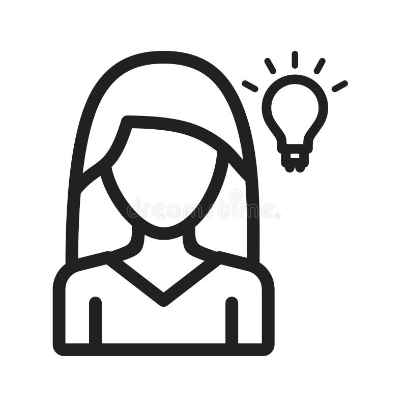 Vrouw het denken vector illustratie. Illustration of bedrijf - 81528754