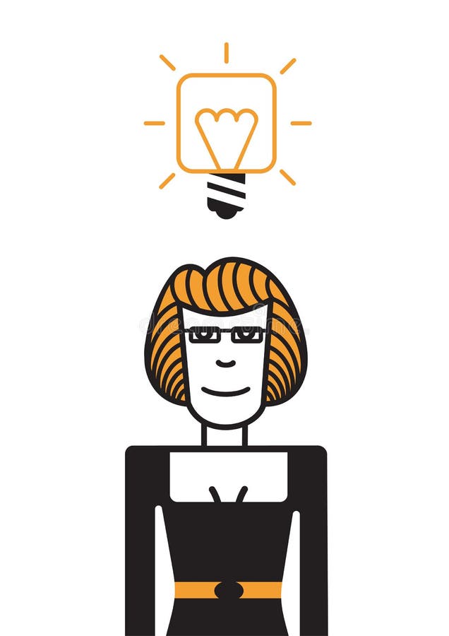 Vrouw met een goed idee vector illustratie. Illustration of hersenen ...
