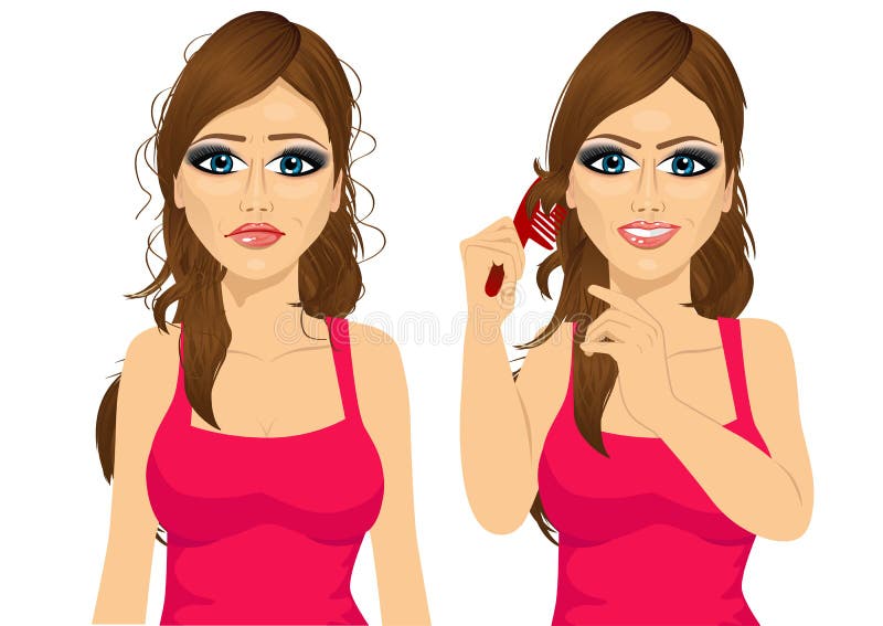 Vrouw Met Lang Verward Haar Vector Illustratie - Illustration of ...
