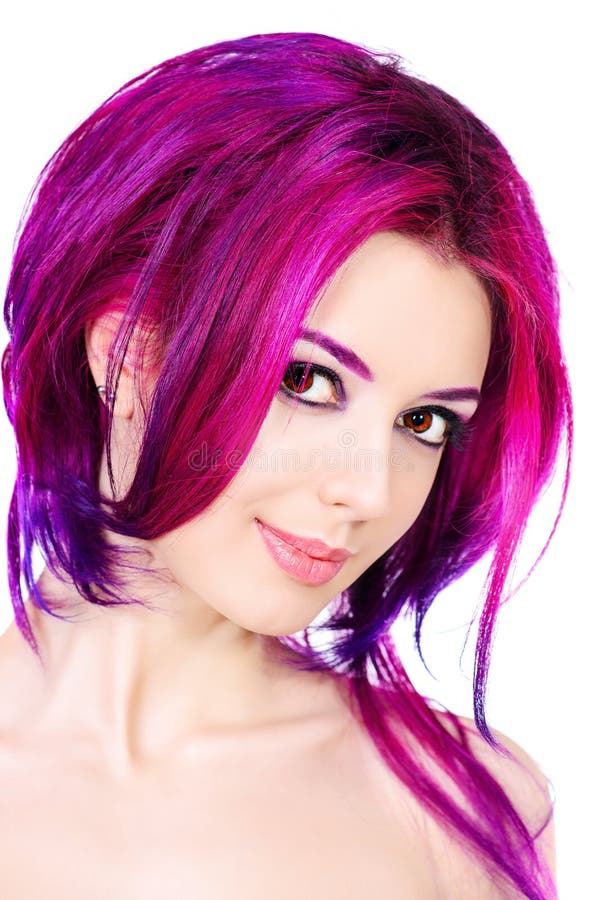 Leuke Slanke Jonge Vrouw Met Groen Haar Stock Foto - Image of manier ...