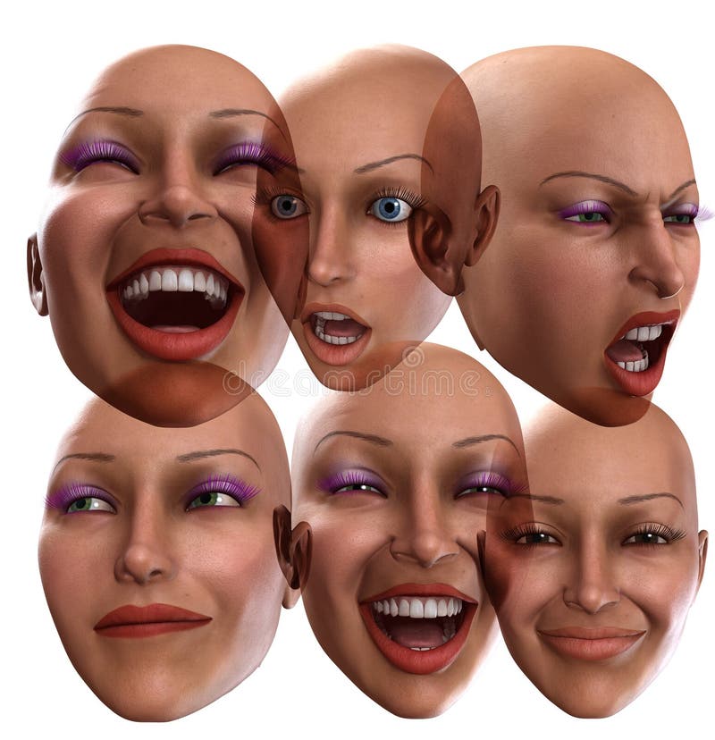 Vrouwelijke Emoties 2 stock illustratie. Illustration of emotie - 2345391