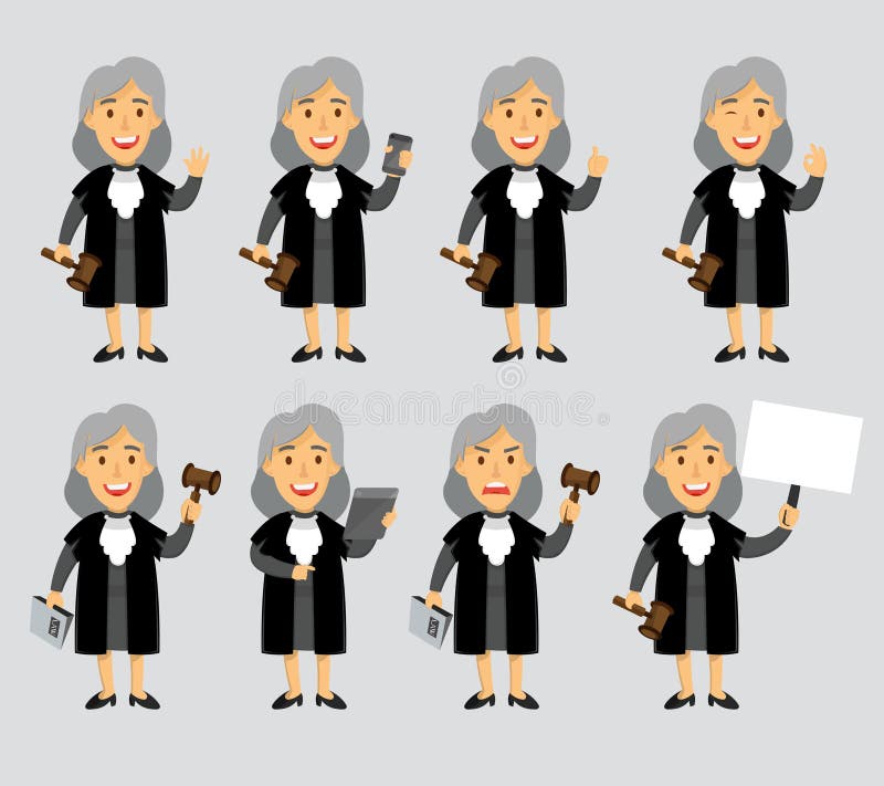 Vrouwelijke Rechter Cartoon Mascot Vector Illustratie - Illustration of ...