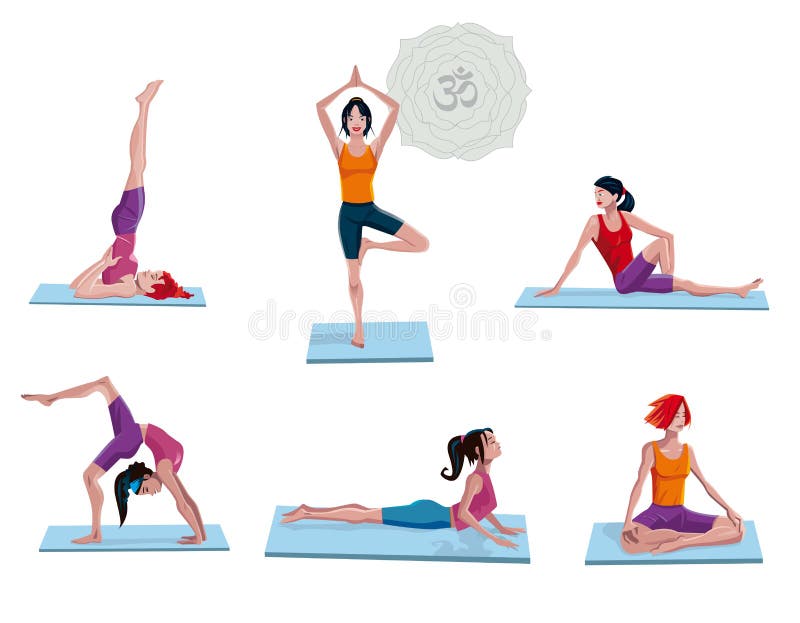 Vrouwen die yoga beoefenen vector illustratie. Illustration of ...