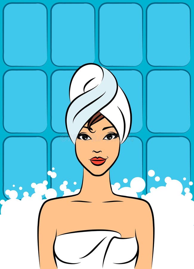 Vrouwen in Een Handdoek Na Het Douchen Vector Illustratie ...