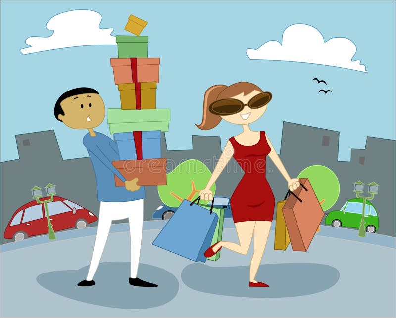 Winkelende Mensen Trendy Familie En Paren Cartoons Personages Bij ...