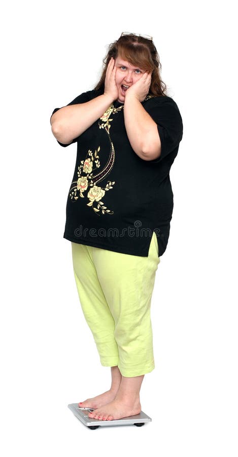 Vrouwen Met Overgewicht Op Schalen Stock Afbeelding - Image of bewust ...