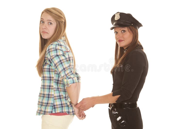 Vrouwencop Handcuff Vrouw Achter Rug Stock Afbeelding - Image of ...