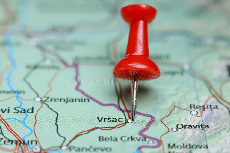 Vrsac, Serbia pin on map stock image. Image of destination - 372545045