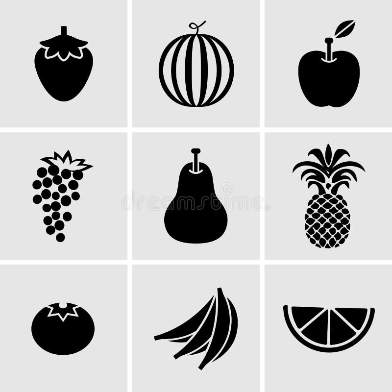 Vruchten Pictogramreeks Vector Eps10 Stock Illustratie - Illustration ...