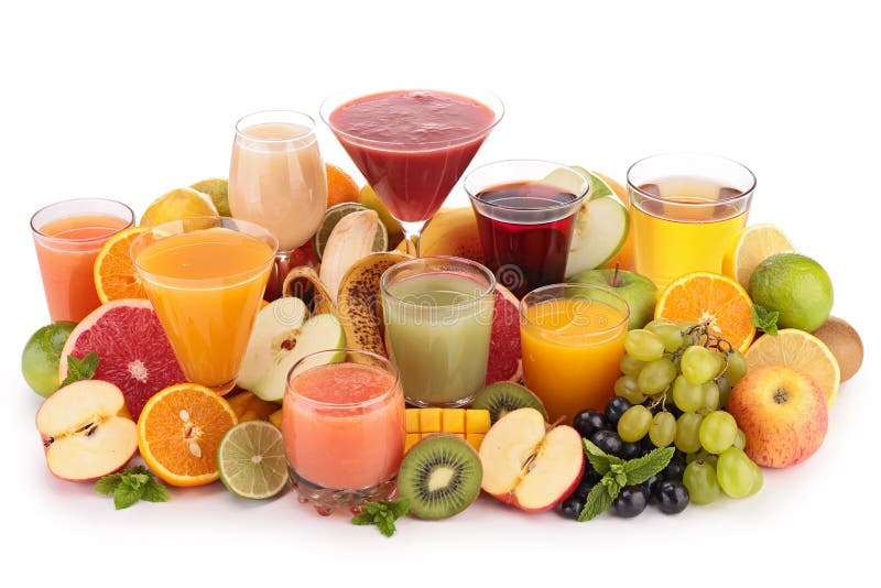 Glazen Met Diverse Vruchtensappen Op Wit. Detoxdieet Stock Foto - Image ...