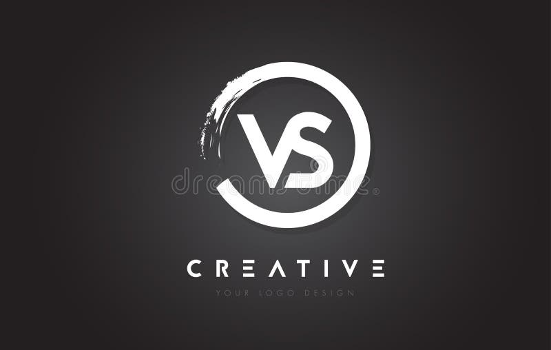 VS Circular Letter Logo with Circle Brush Design and Black Background ...