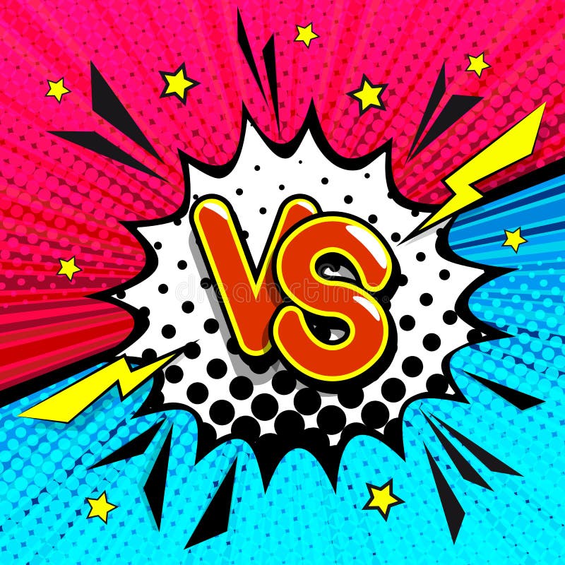 VS - Comic Retro Lettering with Shadows, Halftone Pattern on Retro ...