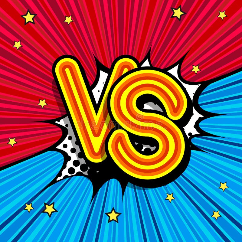 VS - Comic Retro Lettering with Shadows, Halftone Pattern on Retro ...