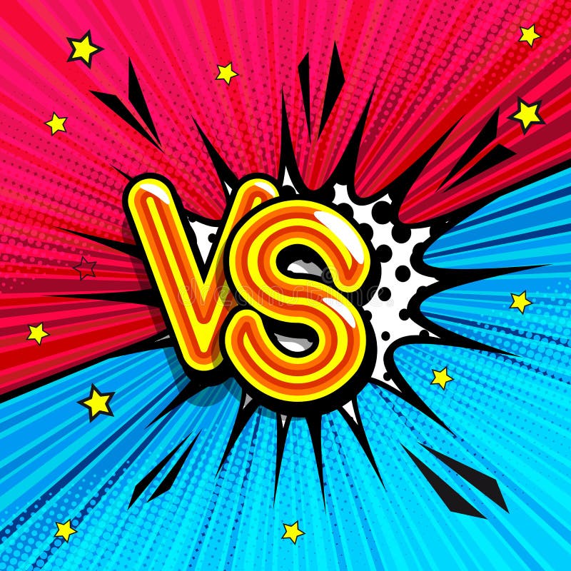 VS - Comic Retro Lettering with Shadows, Halftone Pattern on Retro ...