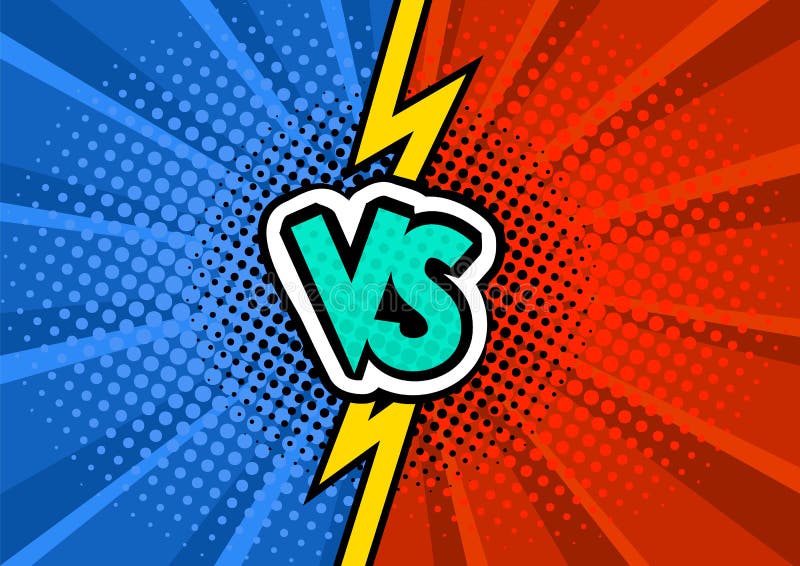 Vs Comics Book Collision Background. Red and Blue Fight Stock Vector ...