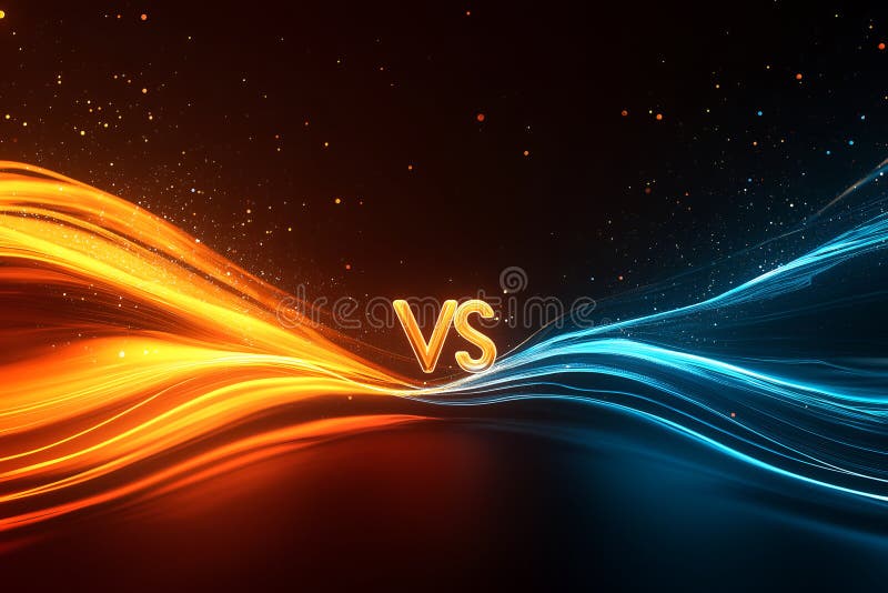 A â€œVSâ€ Concept with Orange and Blue Light Waves, Showing a ...