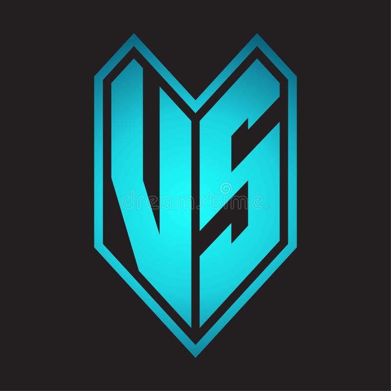 VS Logo Monogram with Emblem Line Style Isolated on Blue Gradient ...